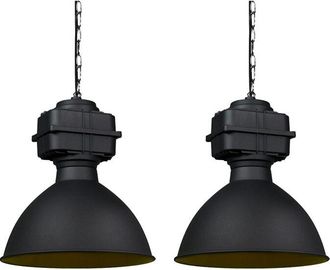 QAZQA Sicko - Suspension - 2 pi&egrave;ces - h 1500 mm - Noir - Rustique - &eacute;clairage int&eacute;rieur - Salon i Chambre i Cuisine i Salle &agrave; manger - Qazqa