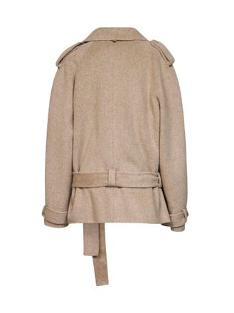 Giuseppe Di Morabito Womens Trench Coat Beige Wool-Alpaca