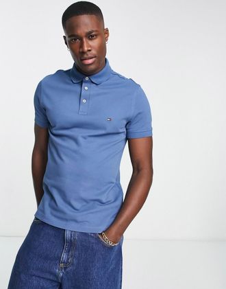 Tommy Hilfiger 1985 - Polo slim &agrave; logo drapeau - Bleu