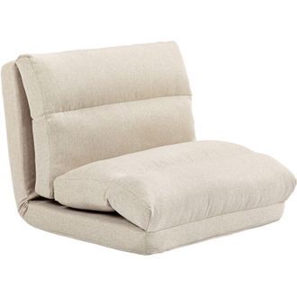 HOMCOM Homcom - Bodenstuhl Bodensessel mit 6-Stufig Verstellbarer R&uuml;ckenlehne, Klappbar Meditationsstuhl mit Leinenoptik, Gepolstert Bodensofa f&uuml;r