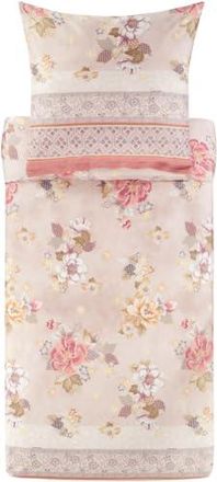 Bassetti Hanami Bettwäsche + 1 Kissenhülle aus 100% Baumwollsatin in der Farbe Beige 41, Maße: 135x200 + 1 K 80x80 cm - 9329897