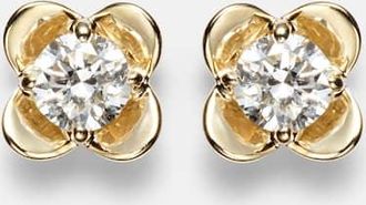 Stone and Strand Ohrringe Clover Mini aus 14kt Gelbgold mit Diamanten