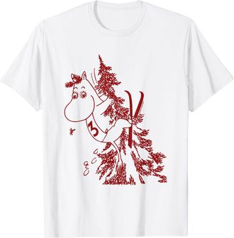 Moomin Red Moomintroll Skifahren fliegt in Baum Wintersportspiele T-Shirt