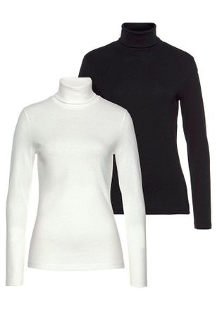 Flashlights Rollkragenshirt (2er-Pack) Langarm, sehr figurbetont, aus Feinrippstoff, aus 100% Baumwolle