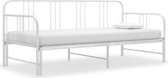 vidaXL Ausziehsofa Bettgestell Wei&szlig; Metall 90x200 cm Vidaxl