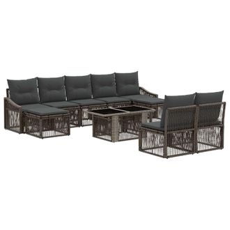 vidaXL Set Divano Da Giardino 10 Pz Grigio E Grigio Scuro Polyrattan Vidaxl