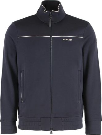 Moncler Homme, Sweatshirts et sweats &agrave; capuche, Bleu, Taille: XL Sweat &agrave; capuche zipp&eacute; en m&eacute;lange de coton
