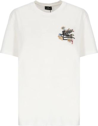 Etro Femme, Tops, Blanc, Taille: 40 FR Pegasus Motif T-Shirt