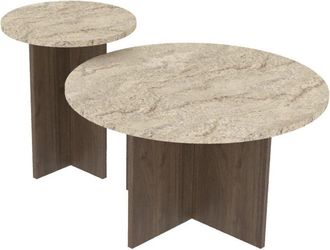 Hanah Home Ensemble de table basse en bois Private 70 x 70 x 40 cm - Travertin