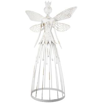 Gilde Figur Elfie Engel aus Metall - Creme-antikfinish - H&ouml;he 60cm x Breite 36cm - Dekofigur