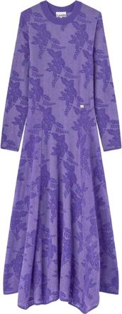 Ganni Midikleid mit Blumenmuster - Violett
