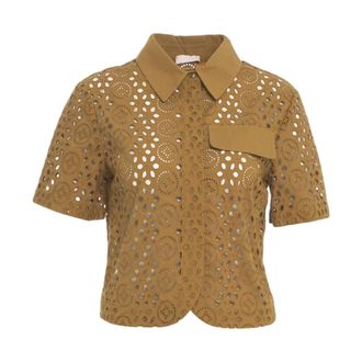 Liu Jo Braunes Cropped-Shirt mit Stickerei - - Blouses & Shirts - Damen - Braun - S