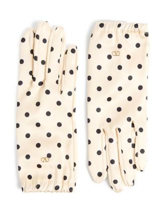Valentino Garavani VLogo Signature Handschuhe mit Polka Dots - Nude