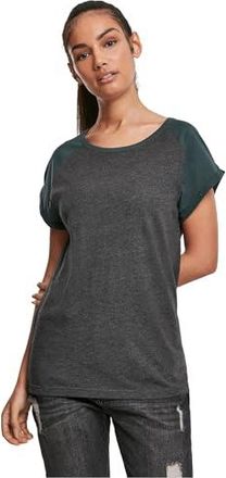 Urban Classics Femme Ladies Contrast Raglan Tee T Shirt, Multicolore (Charcoal/Bottlegreen 02251), XXL EU