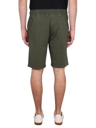 Aspesi Elastic Waistband Cotton Bermuda Shorts - Green