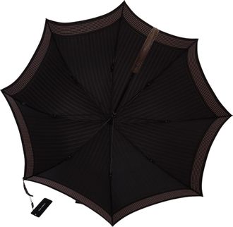 Dolce & Gabbana Mens Brown Striped Leather Handle Collapsible Sartoria Umbrella Polyester Accessory