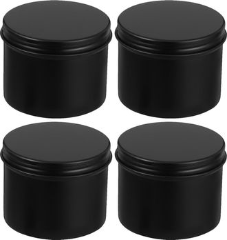 BESPORTBLE SHINEOFI 4 Schwarze Runde Aluminiumdosen 120 ml mit Schraubverschluss Schwarze Metallbeh&auml;lter zur Aufbewahrung von Tee Kosmetik und S&uuml;&szlig;igkeiten Wieder