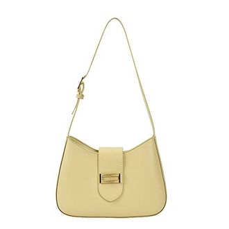 Generic Petit sac &agrave; bandouli&egrave;re en cuir pour femme avec fermeture &eacute;clair tendance, jaune, small