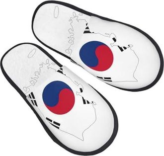 Generic Carte Du Drapeau De La R&eacute;publique De Cor&eacute;e Homme Femme Pantoufles Confortable Chaussures De Maison Peluche Chaussons Pour Hiver Automne Ext&eacute;rieur M