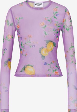 Moschino T-shirt en maille imprim&eacute;e - Violet