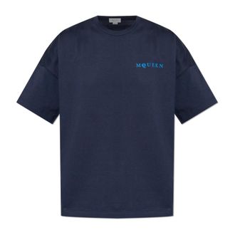 Alexander McQueen Logo Oversized T-Shirt - - Tops - Herren - Blau - L
