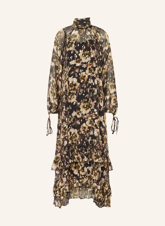 Mrs & Hugs Mrs & Hugs Seidenkleid Mit Volants Und Glitzergarn braun