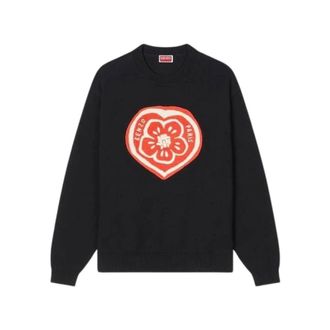 Kenzo Embroidered Flower Crest Crewneck Sweater - - Knitwear - Herren - Schwarzk - XL