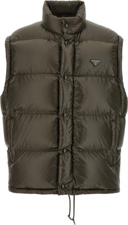 Prada Mens Gray Recycled Polyamide Full-Length Jacket Clothing