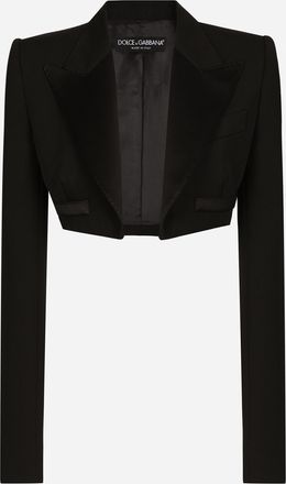 Dolce & Gabbana Einreihiger Spenzer Im Smokingstil Aus Wollgabardine - Frau Blazer Schwarz Wolle 46