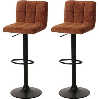 Hhg Lot de 2 tabourets de bar r&eacute;glables en hauteur - Tissu chenille 465g/m&sup2; - Pivotants 360&deg; - Hauteur 87-107 cm - Confort optimal - HHG-847