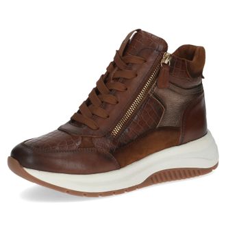 Caprice Caprice Damen Sneaker hoch mit Rei&szlig;verschluss Plateau, Braun (Cognac Comb), 38 EU