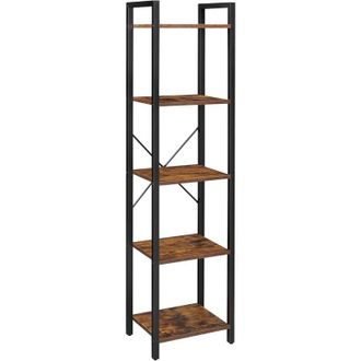Vasagle Tag&egrave;re 6 Niveaux, Biblioth&egrave;que, Meuble de Rangement, pour Bureau, Salon, Chambre, 30 x 80 x 186 cm, Style Industriel, Noisette Fonc&eacute; et Noir - Vasagle