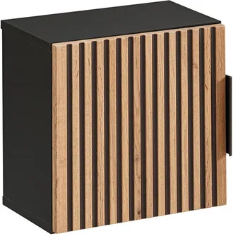 AC-D&eacute;co Armoire murale 1 porte Gaia Noir et Bois