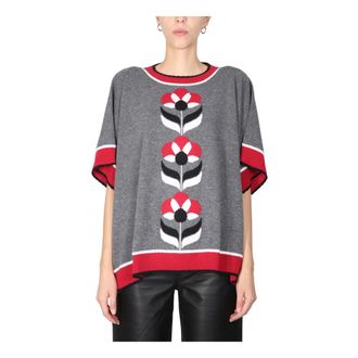 Moschino Maglia Poncho Fiore Geometrico - - Knitwear - Damen - Grau - M