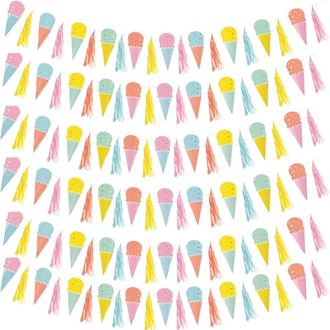 Unique 16750 Papiergirlande mit Quasten, 1,82 m, Pastell Ice Cream Sommerparty, 1 St&uuml;ck, Mehrfarbig