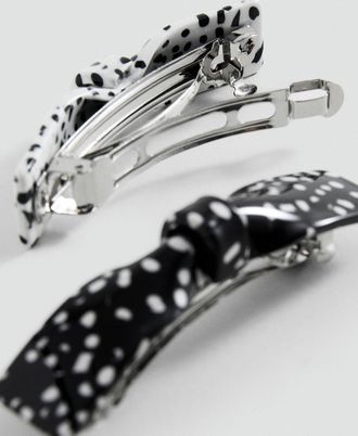 Mango Barrette naud noir - Femme - Taille unique - MANGO