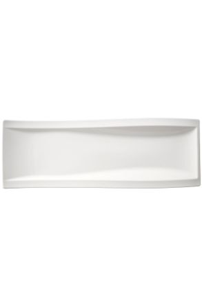 Villeroy & Boch Servierplatte New Wave, Wei&szlig;, Keramik, Uni, rechteckig, 15x42 cm, Tischkultur & Servieren, Servierplatten