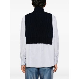 Maison Margiela Ribbed Knit Wool-Blend Scarf - Black