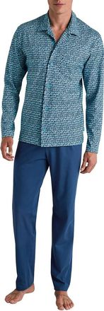 CALIDA Relax Imprint Pyjama, durchgeknöpft Herren, aus 100% Baumwolle, pflegeleicht, elastisch und formstabil, in Single Jersey