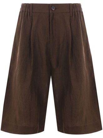 Ziggy Chen bermuda à design superposé - Marron