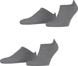 Esprit Damen Sneakersocken Active Basic Multipack W Sn Baumwolle kurz einfarbig 2 Paar, Grau Grey 0020, 39-42