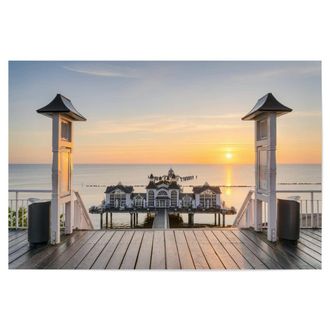artboxONE Poster 120x80 cm Reise Seebrücke Sellin Sonnenaufgang - Bild rügen küste mecklenburg-vorpommern