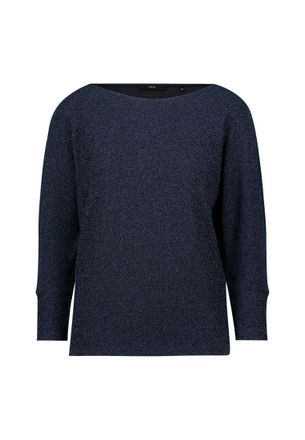 Zero Damen Glitzershirt mit U-Boot Ausschnitt 34, Teal Ocean