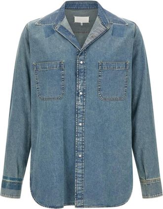 Maison Margiela Homme, Chemises, Bleu, Taille: XL Taped Cotton Shirt