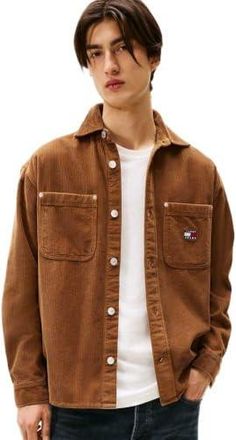 Tommy Hilfiger Tommy Jeans Chemise Homme Ref 66596 Pecan - Marron - L