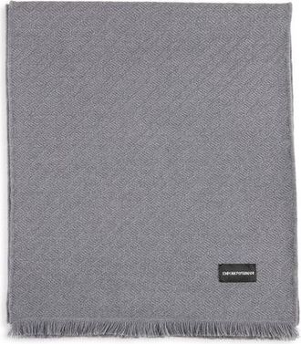 Emporio Armani Echarpe ray&eacute; &agrave; bord effiloch&eacute; en laine