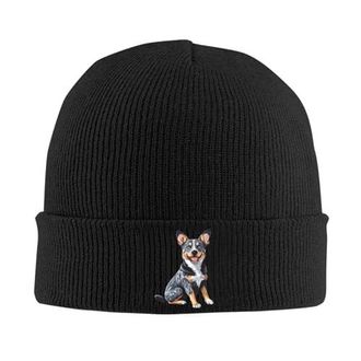 Generic Bonnet Hiver Dessin Anim&eacute; De Chien Blue Heeler Thermique Chapeau Tricot&eacute; Doux Bonnet en Tricot pour Cyclisme Course &Agrave; Pied Temps Froid