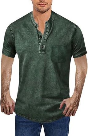 Generic T-shirts pour hommes, t-shirt &agrave; manches courtes, t-shirt Henley, t-shirt d&eacute;t&eacute;, col en V, t-shirt de sport, respirant pour homme, chemises d&eacute;contract&eacute;e