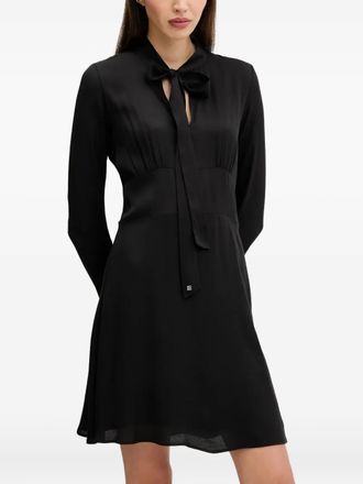 HUGO BOSS robe courte évasée à col noué - Noir