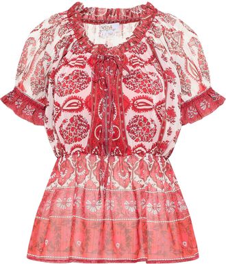 Usha Blusenshirt Damen Rot Mehrfarbig